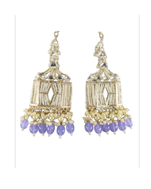 Buy JIYANSHI FASHION : TRADITIONAL EARINGS, LIGHT PURPLE+WHITE, 2 ...
