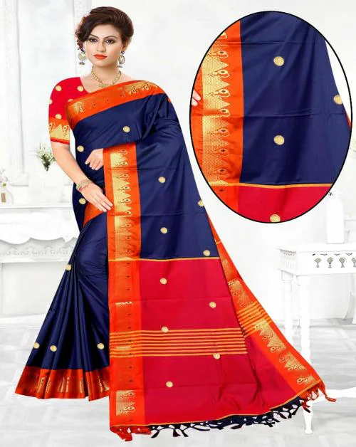 Buy Fashions Look Cotton Temple Nath Paithani Saree Traditional of ...