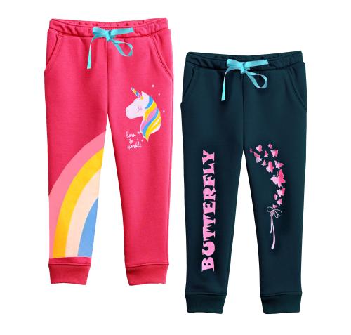 Buy KUCHIPOO Girls Track Pants Pack of 2 , Multicolor Trackpants | Kids ...