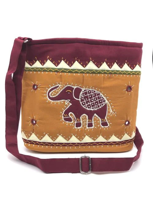Buy SriAog Handicrafts Women Golden Sling Bag Online at Best Prices in ...