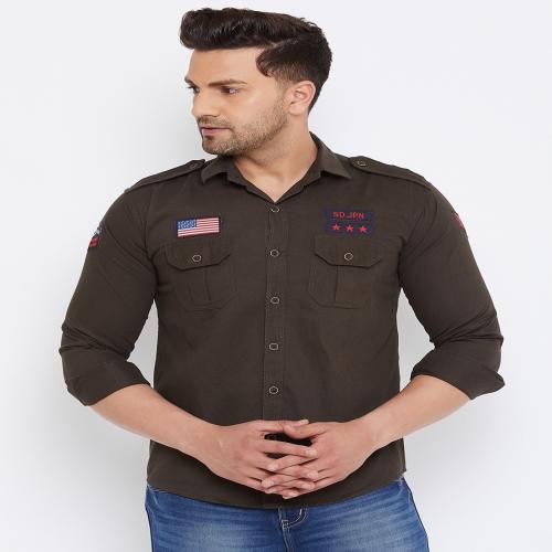 Buy TOROLY Men Embroidered Casual Brown Shirt () Online at Best Prices ...