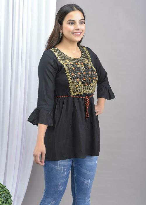 Buy Maquien Womens Rayon Embroidered Top Online at Best Prices in India ...