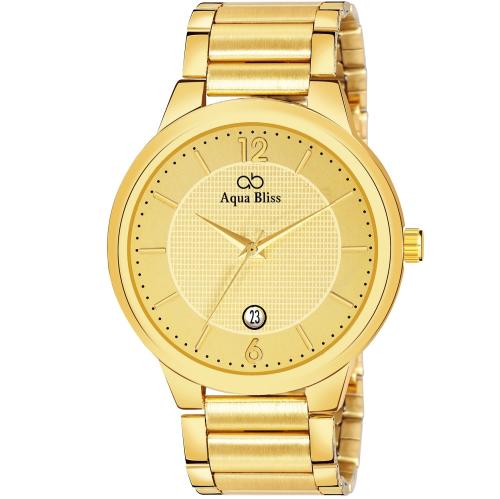Buy AQUA BLISS -209 Gold Stainless Steel Gold Dial Date Analog Men's ...