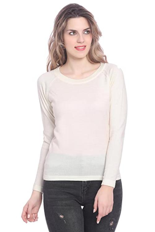 Buy Godfrey Women White Acrylic Blend Round Neck Sweater - S Online at ...
