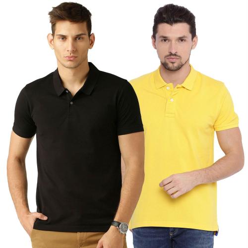 Fastoche Men Black,yellow Polo Tshirt (Pack Of 2) - JioMart