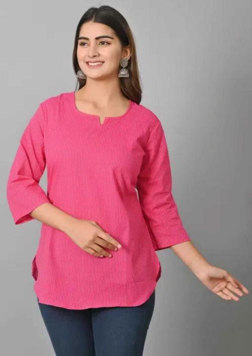Buy MF ERA Women Rani Pink Solid Pure Cotton Tunic Women'S Tops Online ...