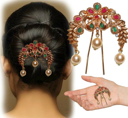 Buy Vaghbhatt Gold Metal Southern Aambada Juda Pin For Girls Online at ...