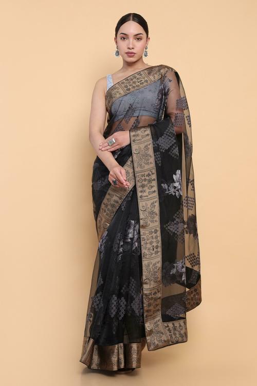 Buy SOCH Women Black Printed Single Saree (Free Size) Online at Best ...
