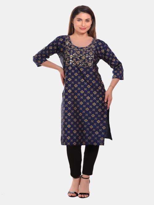 Buy Kritya Women's Sequence Work Straight Kurti-Blue Online at Best Prices in India - JioMart.