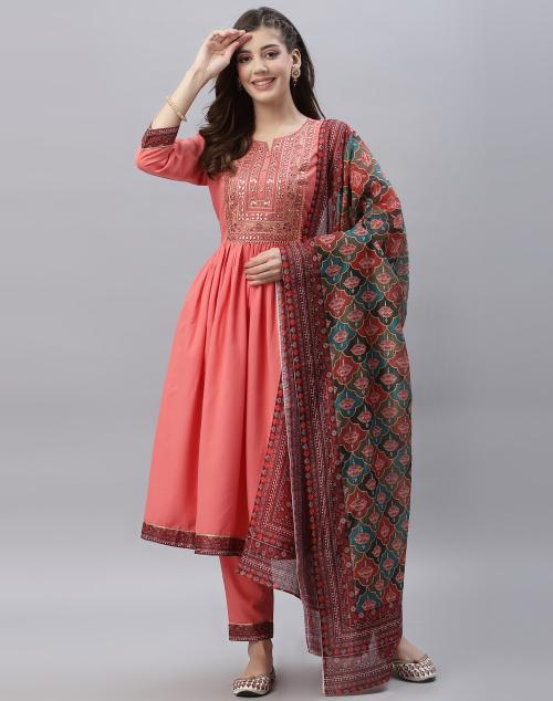 Skylee Women's Pink Color Poly Rayon Kurta Set with Dupatta | kurta ...