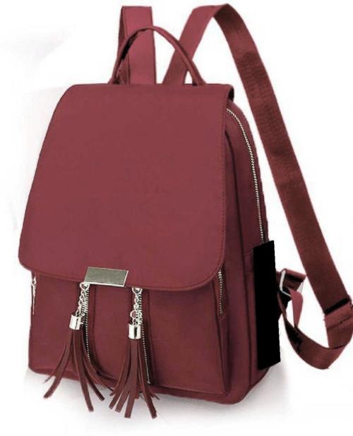 Buy TARSHI Maroon PU and Artificial Leather Backpack 6 L - Small Online ...