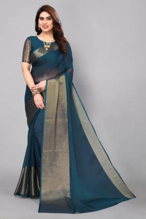 Buy GILUDI Women Multi Color Striped Chiffon Single Sarees And Saree ...