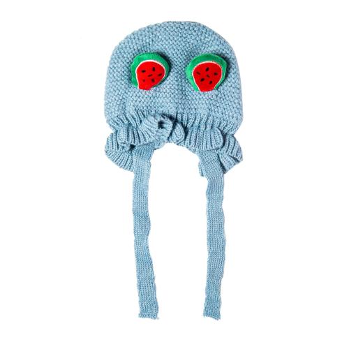 Buy Baby Moo Blue Knit Woollen Cap With Tie Knot For Ear Cover Online ...