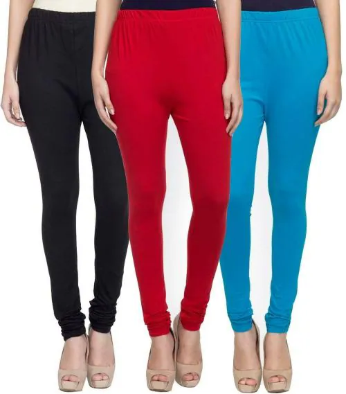 Buy Swastik Stuffs Women Black, Red, Sky Blue Solid Cotton Blend and Lycra Blend (Pack of 3 ...