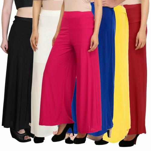 Buy Pixie Lycra Straight Fit Palazzo for Women / Girls Combo (Pack of 6 ...