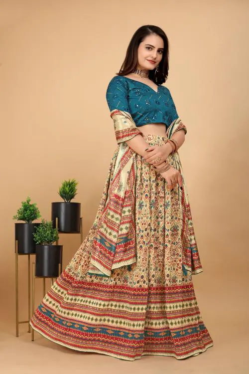 Buy Neel Art Womens Silk Satin Fabric Lehenga Choli Set - Yellow with ...