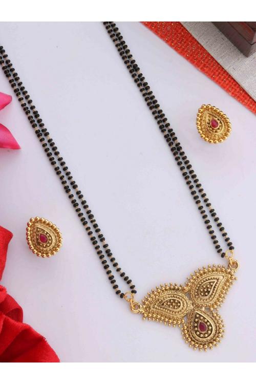Buy Simandhar Art Jewelry Women Gold Plated Alloy Mangalsutra With ...