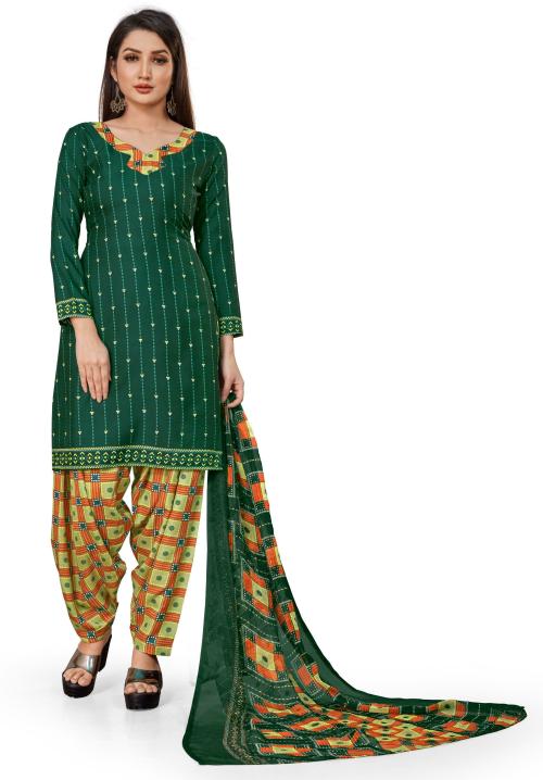 Buy GEE NEXT CREATION BELIEVING IN NEXT Women Dark Green Geometric Crepe Single Unstitched Dress ...
