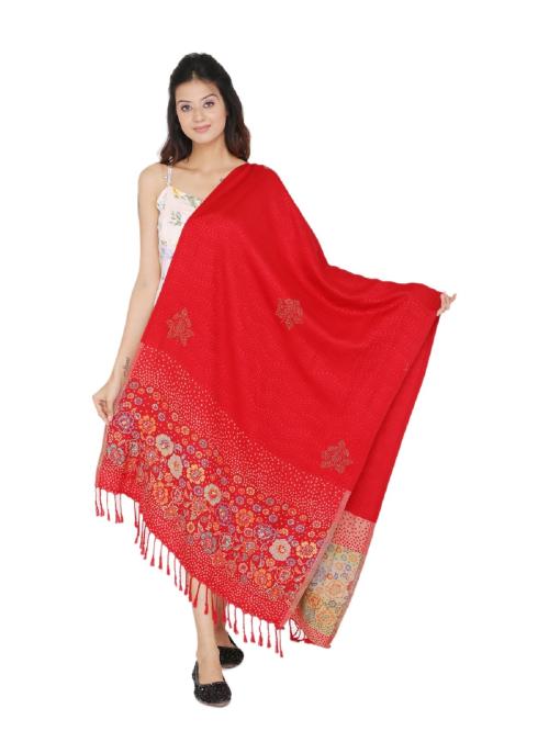Buy KTI Womens Winter Stole Viscose Acrylic Red Printed Shawl Online at ...