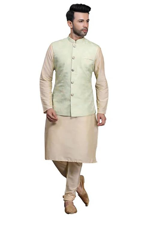 Buy HEORA Mens Multicolor Silk Blend Jacket and Kurta Pyjama Set for ...