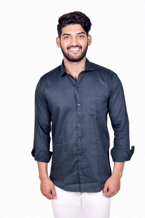 Buy TMF THE MEERU FASHION Men Solid Casual Black Shirt Online at Best ...