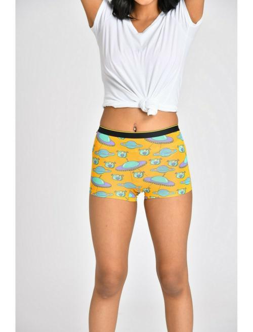Buy Bummer SPACEPUNKS Rust Yellow Modal Printed Boy Shorts For Women ...