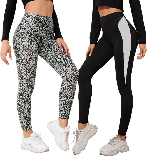 Buy Alisba Women Multicolor Self Design Lycra Blend Pack Of 2 Jegging ...