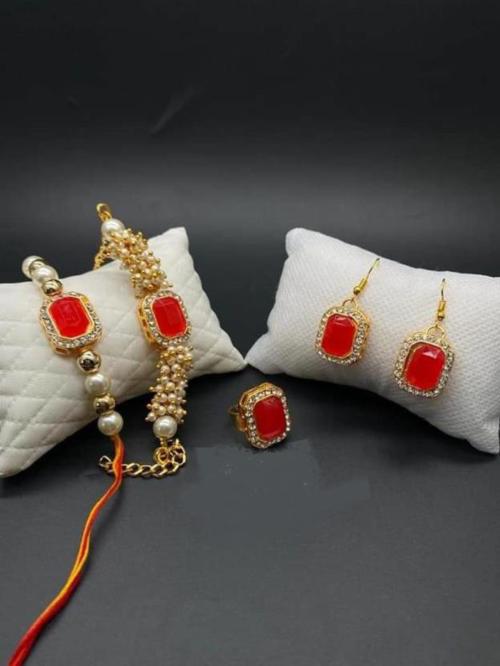 Buy Manath Gold Pearl Bhaiya Bhabhi Rakhi Combo Set (Set Of 4) Online ...