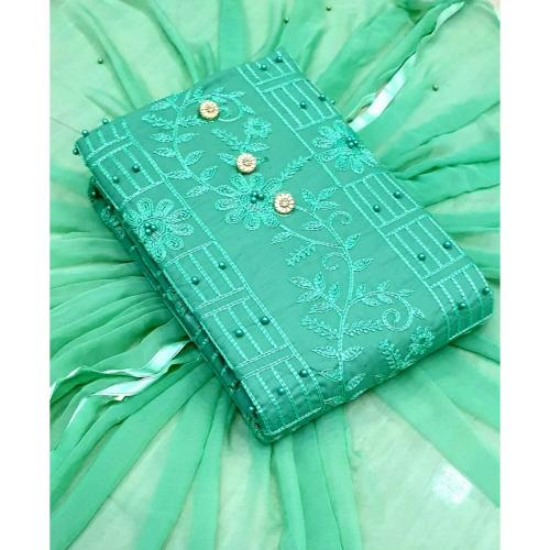 Buy GURHAL Embroidered Cotton Unstitched Dress Material Teal Online at ...