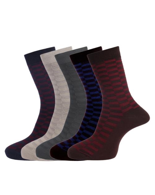 Buy DOLLAR Men's Multicolor Solid Cotton Blend Pack of 5 Full-length ...