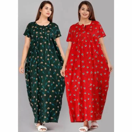 Buy ANANT CREATION Flower Printed Women’s Nighty Soft and Comfortable Floral Print Nightwear for ...