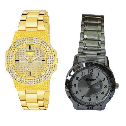 Buy KIMY premium stainless steel chain and round steel dial analog ...