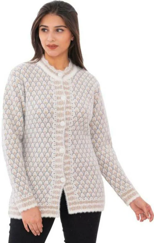 Buy Loglo Women White Self Design Acrylic Blend Sweater - L Online at ...