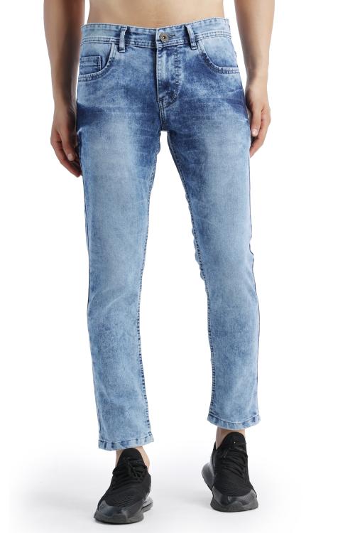 Buy EditLook Men Slim Fit Acid Wash Blue Jeans Online at Best Prices in ...