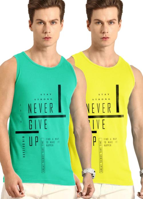 Buy Pack of 2 Ausk Light Green & Yellow Men Vest Online at Best Prices ...