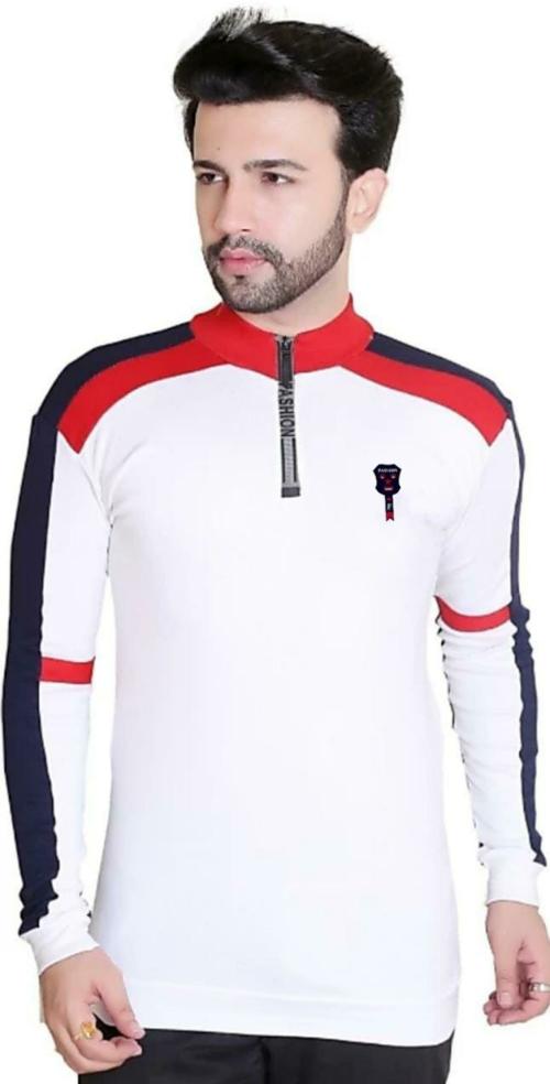 Buy RDS GARMENT HUB Men White Cotton Blend Colorblock Tshirt (M) Online at Best Prices in India ...