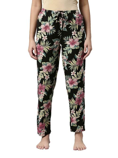 Buy GO COLORS Store Women Black Printed Viscose Pants Online at Best ...