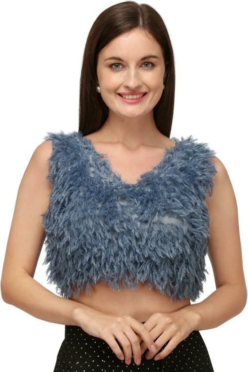 Buy Fabviva Women Grey Self Design Art Silk Blouse Online at Best ...