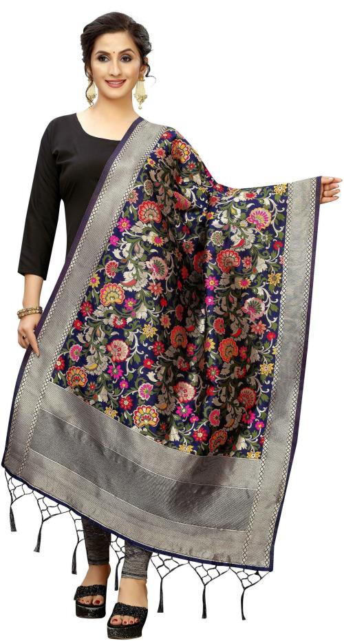 Buy HYPHORIA Women Multicolor Silk Blend Woven Design Dupatta Online at ...