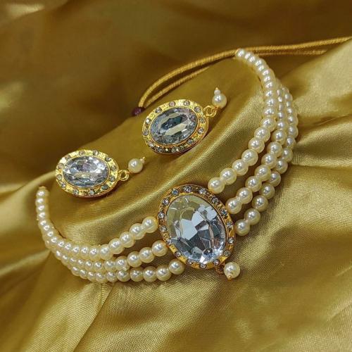 Buy Manath Alloy Earring and Necklace Set (White) Online at Best Prices ...