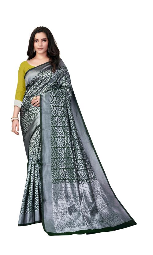 Buy NOPSE Women's Litchi Silk Designer Banarasi Saree (Radhika Bottle ...