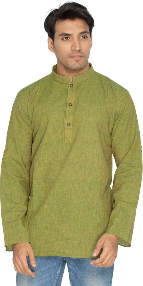 Buy Rene Men Green Cotton Blend Solid Kurtas Online at Best Prices in ...