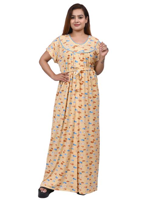 Buy NACNO Women's Hosiery Cotton Front Open Sleepwear Nighty/Maxi ...