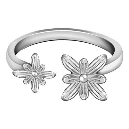Buy Giva Sterling Silver Adjustable Dual Blooming Flower Ring Online at Best Prices in India ...