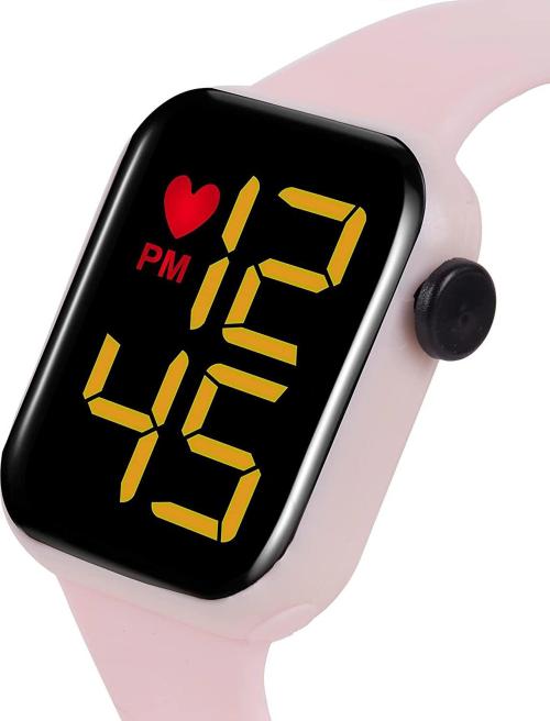 Buy Edenscope Digital Black Dial Peach Strap Watch For Boys And Girls ...