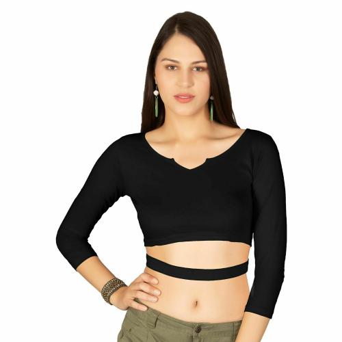 Buy Ad2Cart Women Black Cotton Va4473 V Notch Neck Crop Top (Xl) Online ...