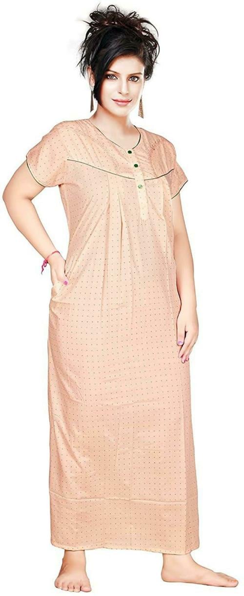 Buy FABIMI Women Beige Polka Lizzy Bizzy Nighty (36) Online at Best ...