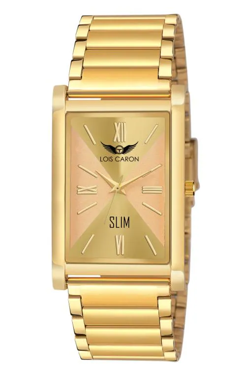 LOIS CARON LCS-8540 ULTRA SLIM SQUARE ORIGINAL GOLD PLATED ANALOG WATCH ...