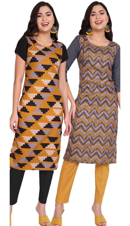 Buy Arya Dress Maker Women Multicolor Printed Crepe Pack Of 2 A-Line ...