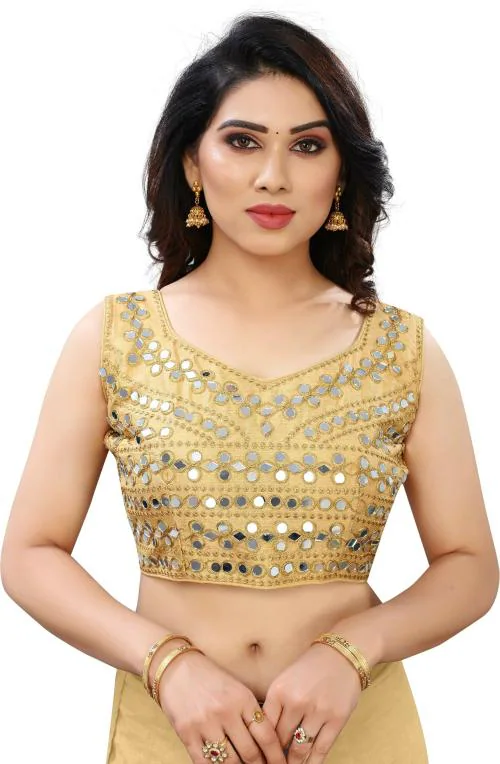 Buy Jay Pal Women Gold Art Silk Sweetheart Neck Blouse Online at Best ...